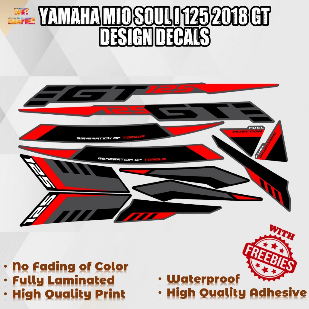 YAMAHA MIO SOUL I 125 2018 GT DESIGN DECALS (WATERPROOF, LAMINATED ...