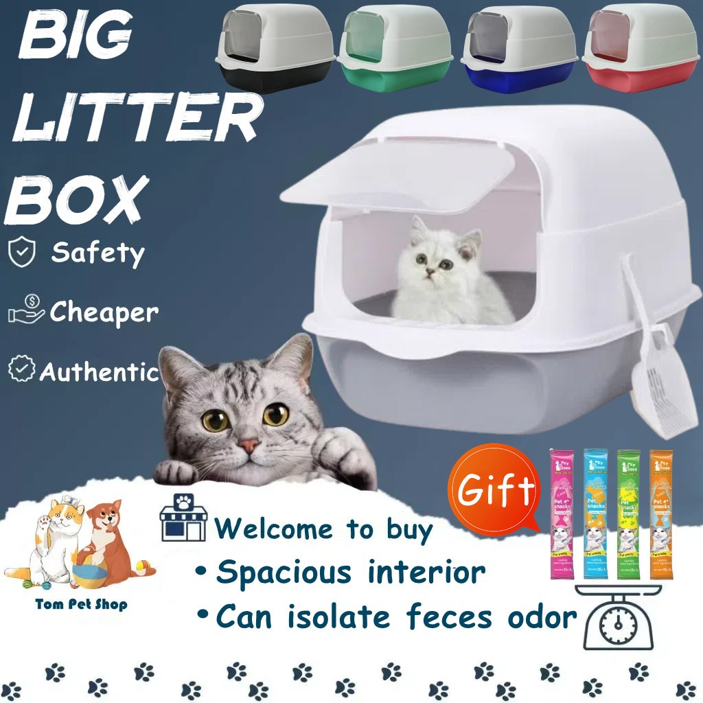 Cat Litter Box large For Cat With Scoop Full-enclosed Cat Toilet ...