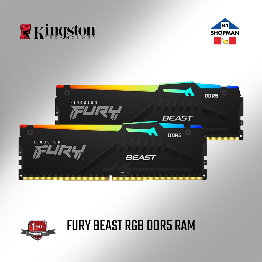 Kingston Fury Beast RGB DDR5 6000Mhz 8Gb / 16Gb (2x8Gb) Black Ram | Shopee Philippines