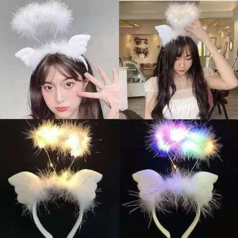 Cozy Feather Angel Halo Headband Light up Hair Band LED Hair Hoop ...
