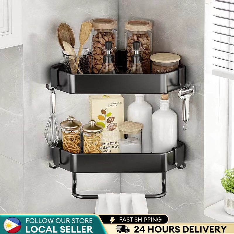 Space Aluminum Bathroom Rack Stainless Bathroom Organizer Storage Shelf ...