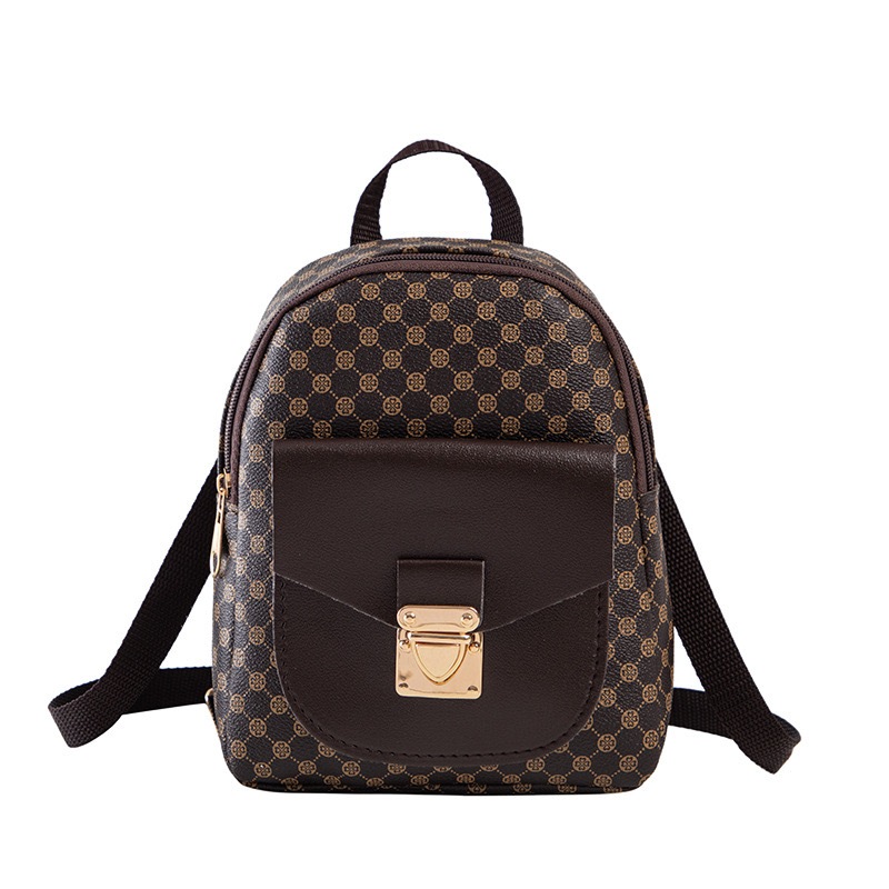 LADY M Mini size monogram backpack with zipper closure and front pocket ...