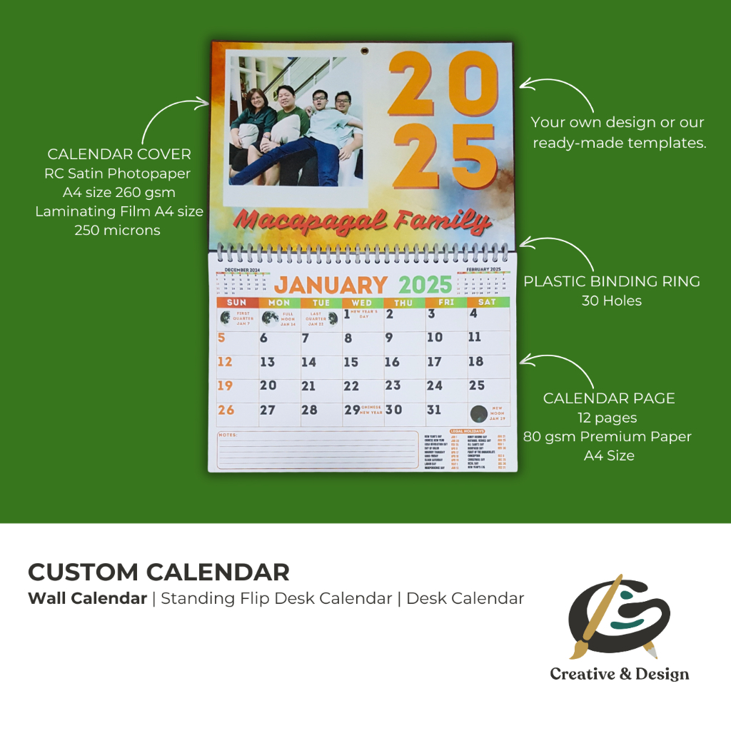 Custom Wall Calendar (A4 Size Cover Photo & Calendar) | Shopee Philippines