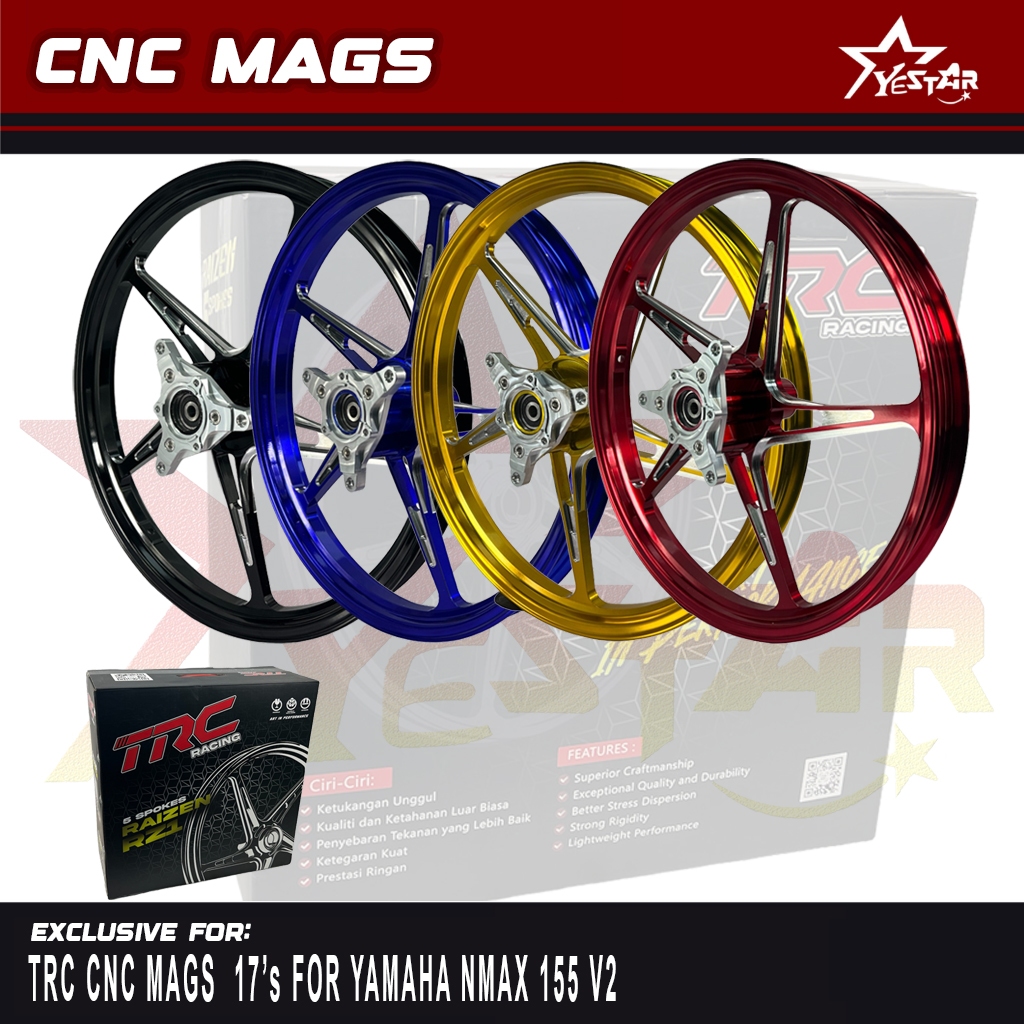 Yestar CNC Mags Raizen 5 Spokes (1.6 F x 1.6 R x 17) Malaysian Concept ...