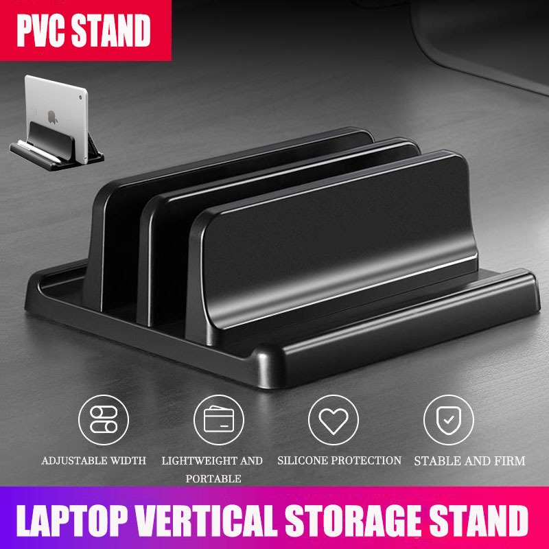 Vertical Laptop Stand adjustable 3 in 1 black Computer rack storage ...