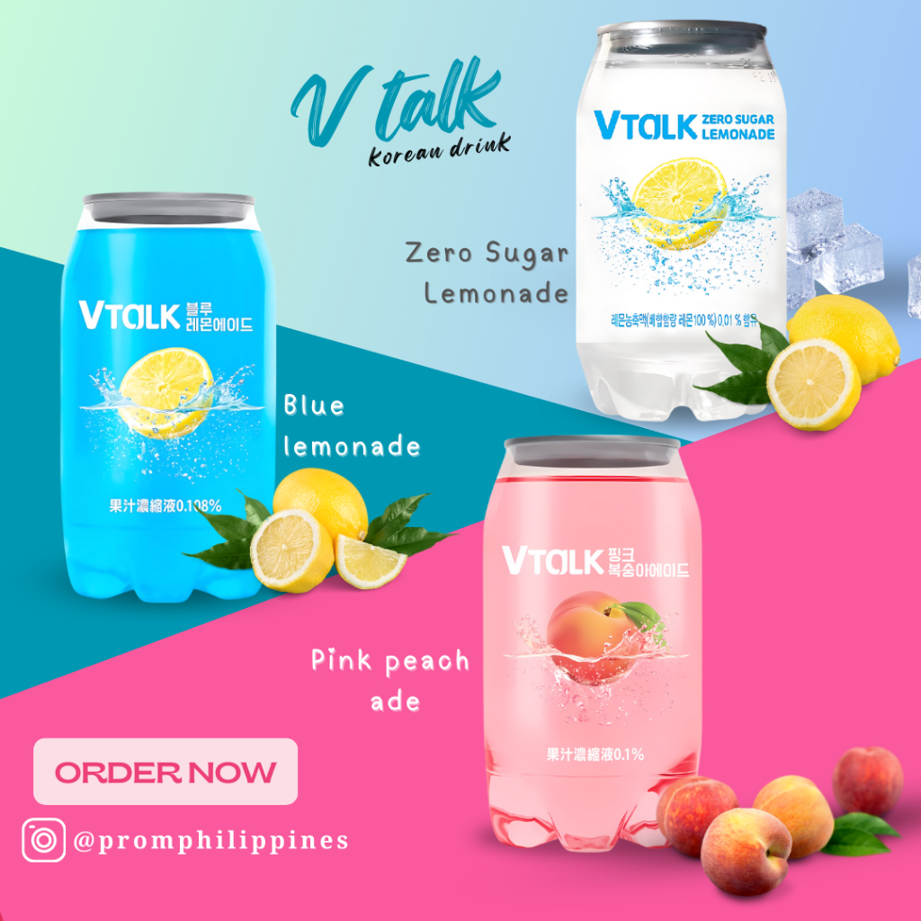 Vtalk Blue Lemon Ade / Peach Ade / Zero Lemon Ade 350Ml | Shopee ...