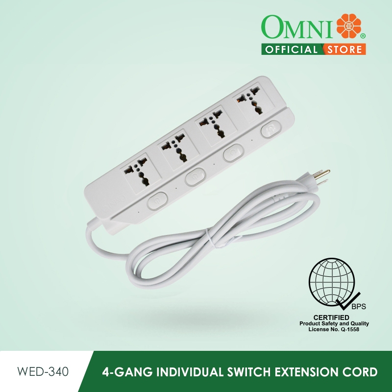 OMNI 4-Gang Individual Switch Extension Cord - WED-340-PK | Shopee ...
