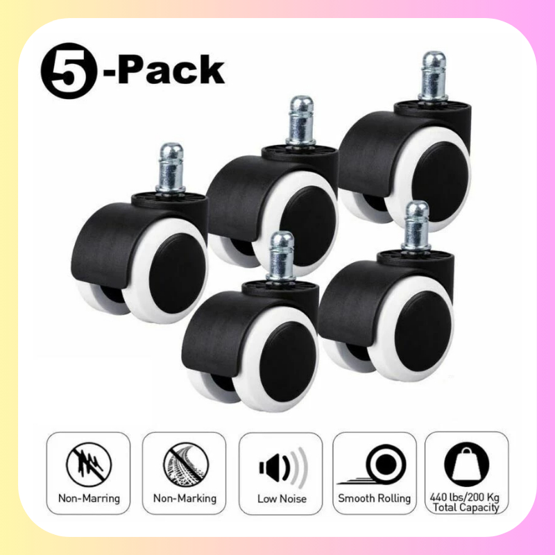 5Pcs Chair Wheel Caster Universal Swivel Chair Caster Mute Caster Chair ...