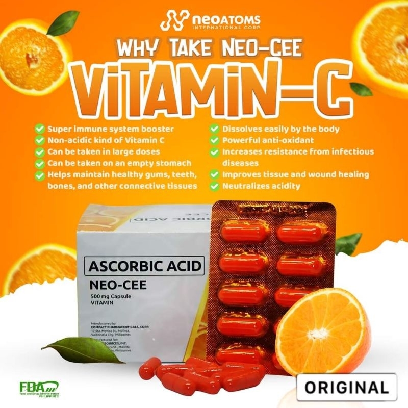 Neo Cee Vitamin C ( Alkaline Base Vit. C Sodium Ascorbate) 100caps/ Box ...