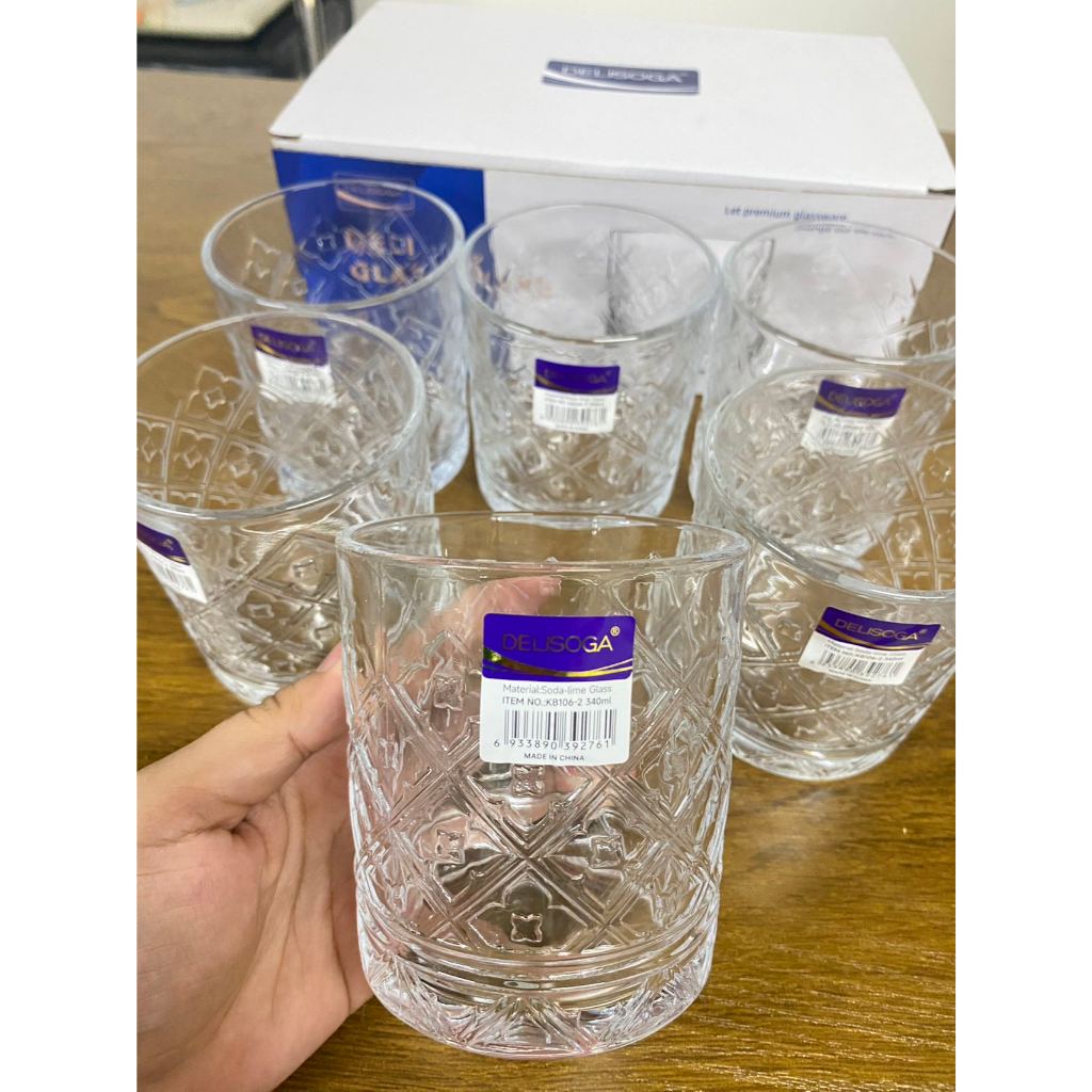 DELISOGA engraved glass whiskey glass juice glass water glass classical glass KB106-2B 340ML ...