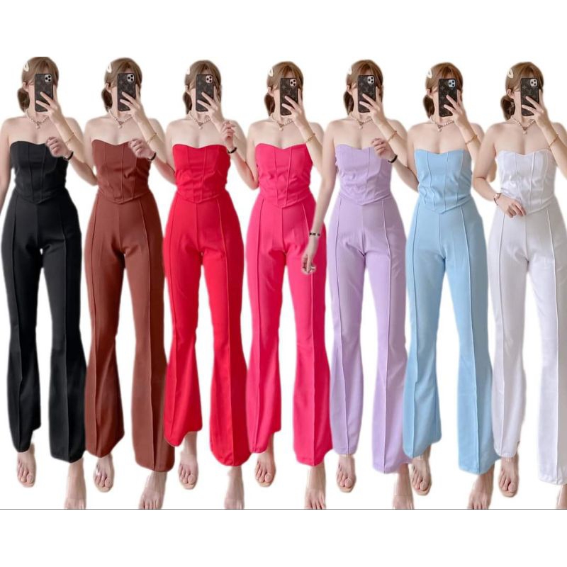 VICTORIA CORSET TOP & FLAREPANTS WITH POCKET TERNO COORDS TRENDING ...