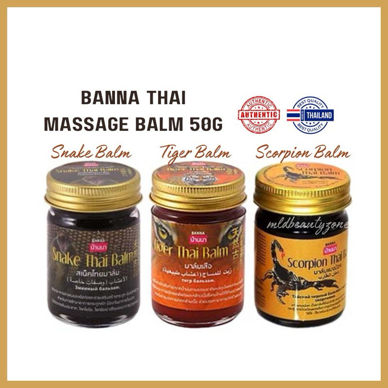 Original BANNA Thai Massage Balm 50g (Snake Balm,Tiger Balm,Scorpion ...