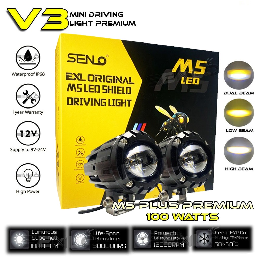 Original Senlo M5 Plus 100W Mini Driving Light Auxiliary Light (6 ...