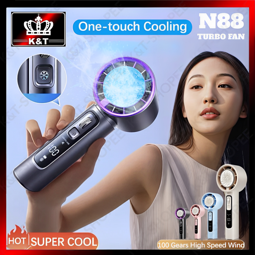 N88 Portable Turbo Handheld Rechargeable Fan 100 Gears 5000mAh High Speed Refrigeration Cooling ...