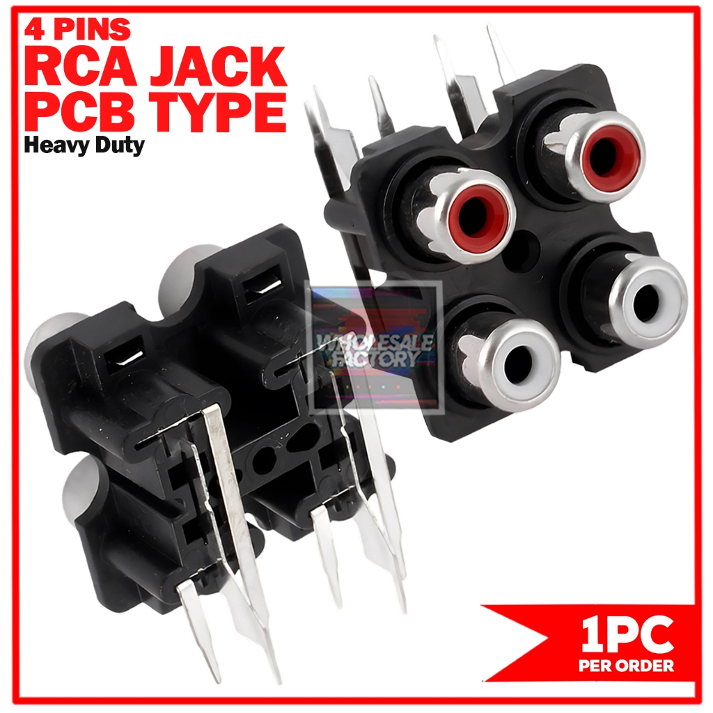 PCB Mount 4 Position Stereo Audio Video Jack RCA Female Connector Heavy ...