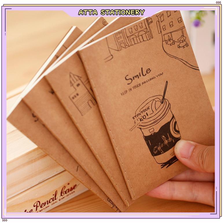 64K 16Sheets Kraft Notepad Mini Notebook Line School Office Stationery ...
