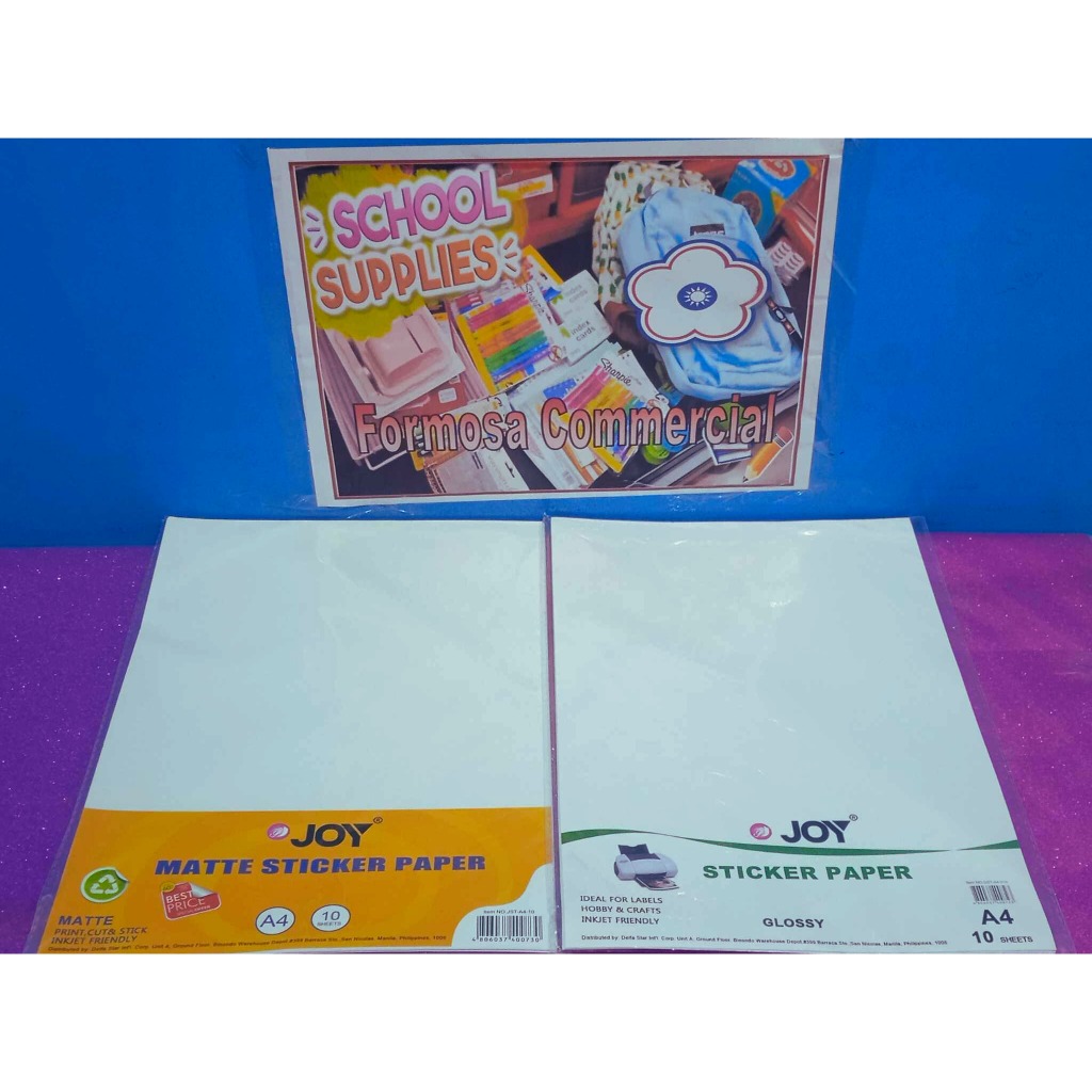 Joy Photo Sticker Paper Glossy/Matte A4 x10's | Shopee Philippines