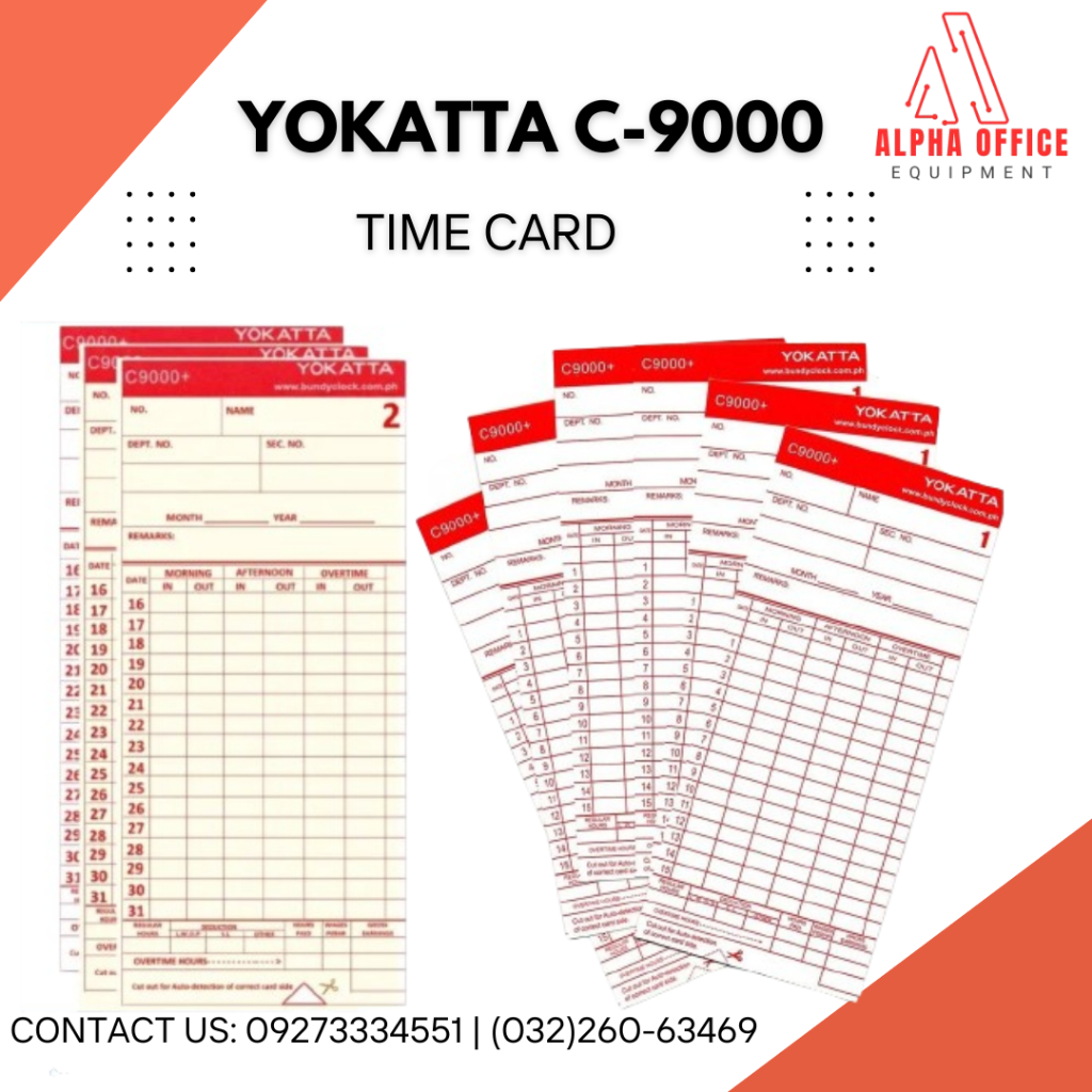 C9000+ YOKATTA TIME CARD FOR BUNDY CLOCK TIME RECORDER | Shopee Philippines
