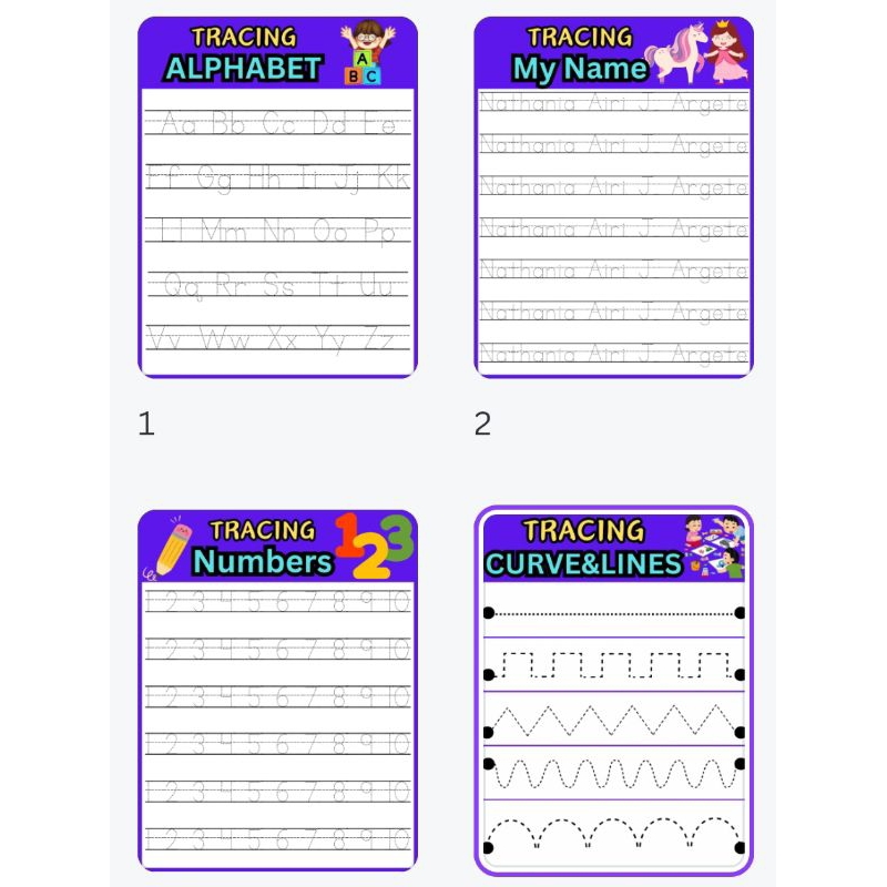 Laminated Tracing Chart A4 size thick and waterproof (Write and erase ...