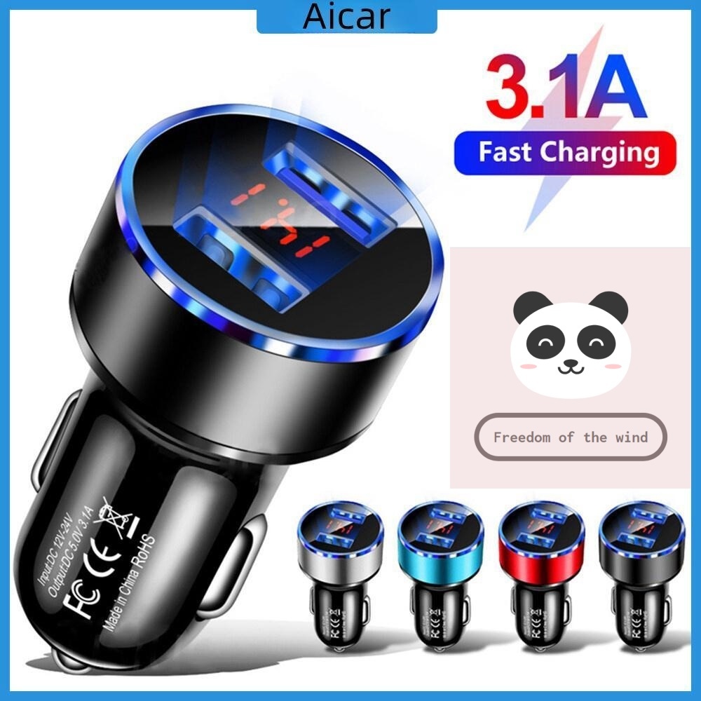 3.1A 5V Car Charger Dual USB 2 Port With LED Display Universal Phone ...