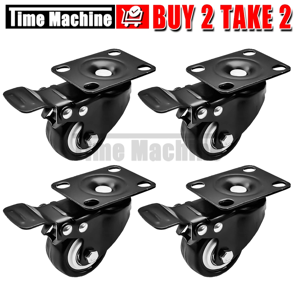 4pcs Gold Diamond Caster Wheels Heavy Duty Black With Lock Trolley ...