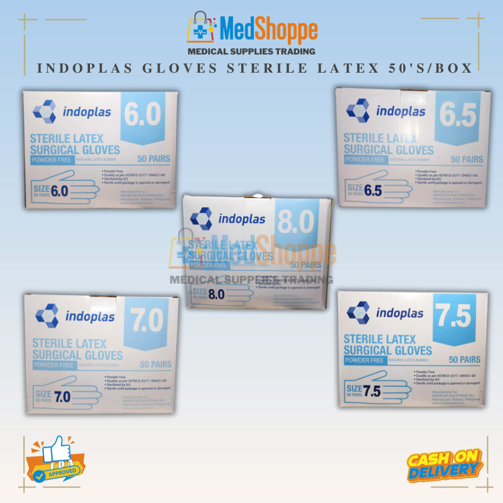INDOPLAS Surgical Gloves Sterile Latex (50's/BOX) | Shopee Philippines