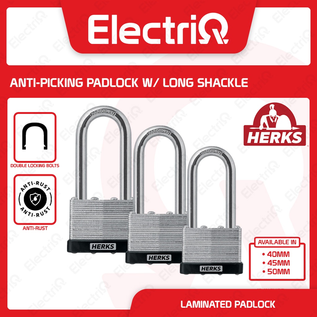 Electriq l Herks Heavy Duty Laminated Padlock - Long Shackle (40mm-50mm ...
