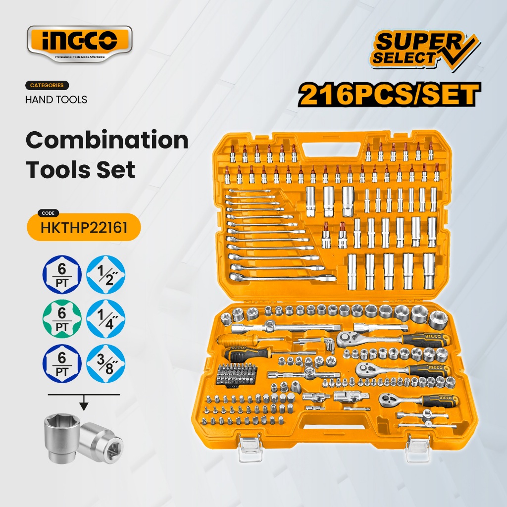 Ingco 216pcs Combination Tool Set for Automotive Car Repairs Hand Tool ...