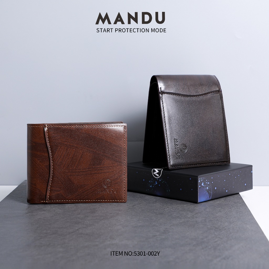MANDU Men's Wallet Change Purse Fashion Anti-Theft Brush Wallet With ...