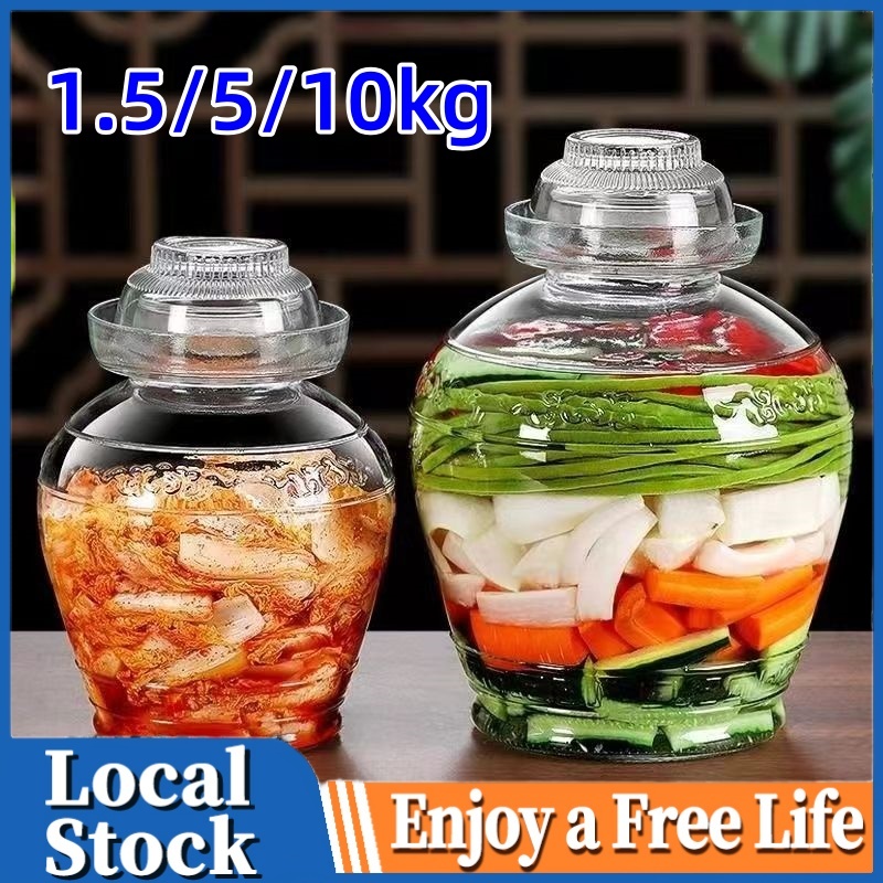 Glass Pickle Jars Kitchen Thickened Pickling Jar Kitchen Large Airtight Can 1.5Kg/ 5Kg/ 10Kg ...