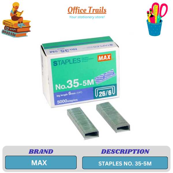 Max Staple Wire STAPLES NO. 35-5M (5000pcs per Box) | Shopee Philippines