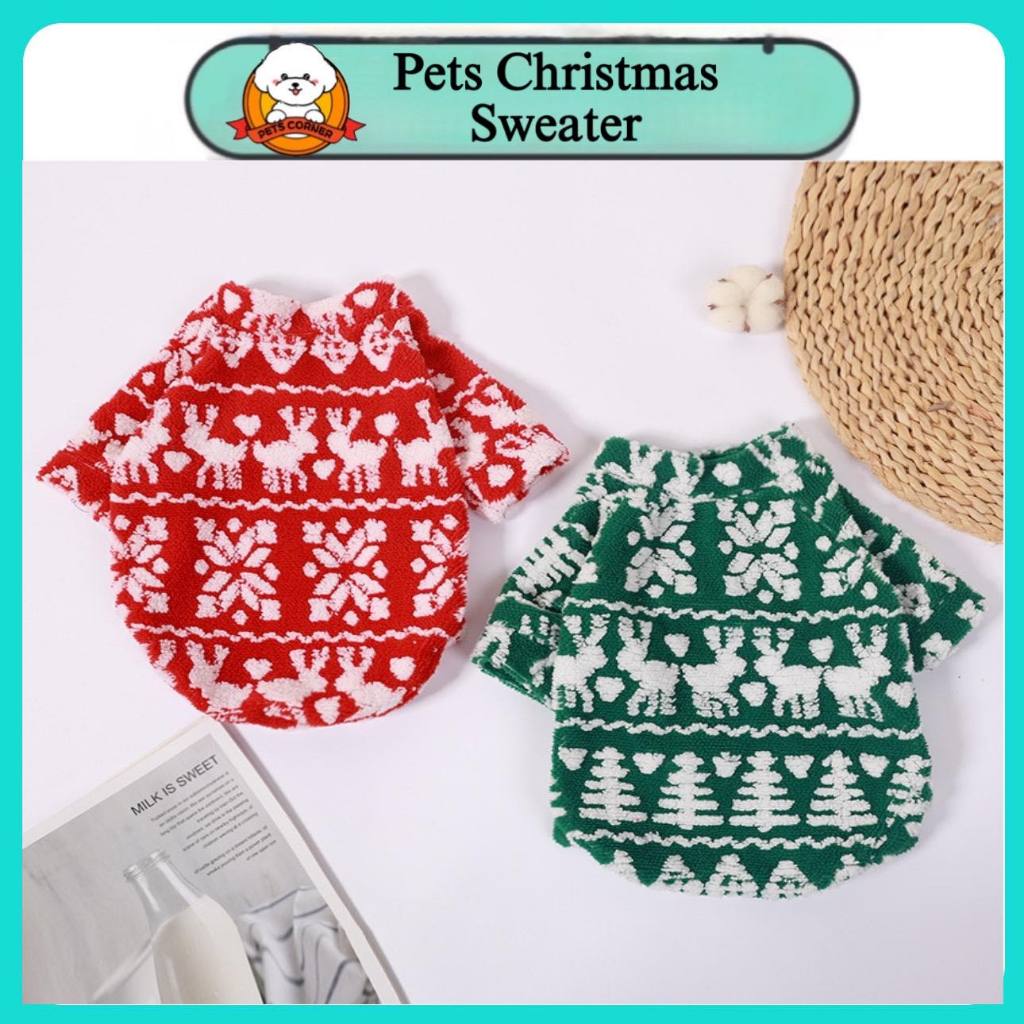 Pets Corner Shop Christmas Pets Sweater Winter Print Sweater Puppy ...