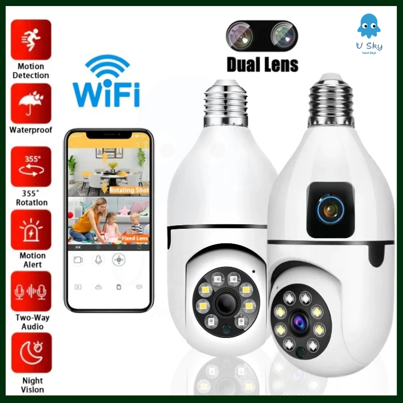 【COD】V380 Pro CCTV Dual Lens Dual Screen WiFi 360° PTZ Panoramic Remote ...