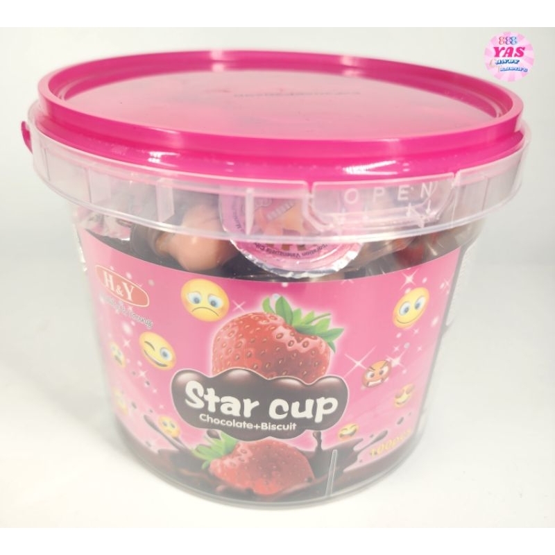 100pcs STAR CUP TUB STRAWBERRY BISCUIT/ loot bag fillers / paninda ...