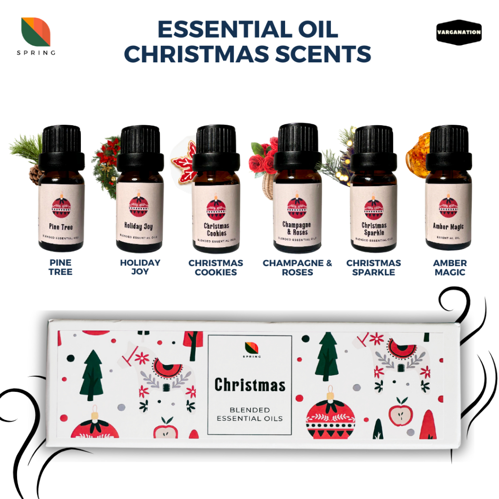 Spring Christmas Essential Oil Gift Set - 6 Room Scents 10ml ...