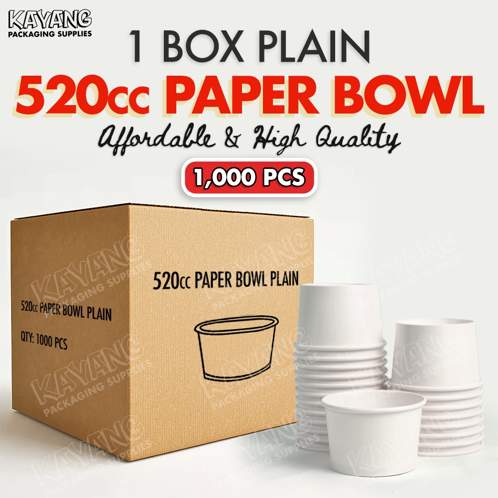 [500pcs / 1,000pcs] Wholesale 520cc Plain Paper Bowl & Lids (for Rice ...