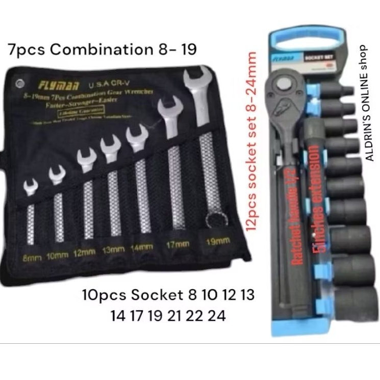 1=7pcs Combination set 8-19 1=12pcs socket set 8=24mm | Shopee Philippines