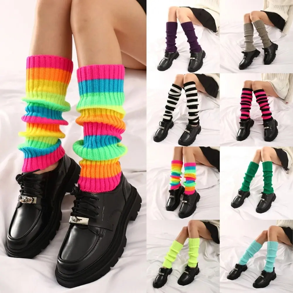 Women Halloween 80s Neon Colored Knit Leg Warmers Ribbed Bright ...