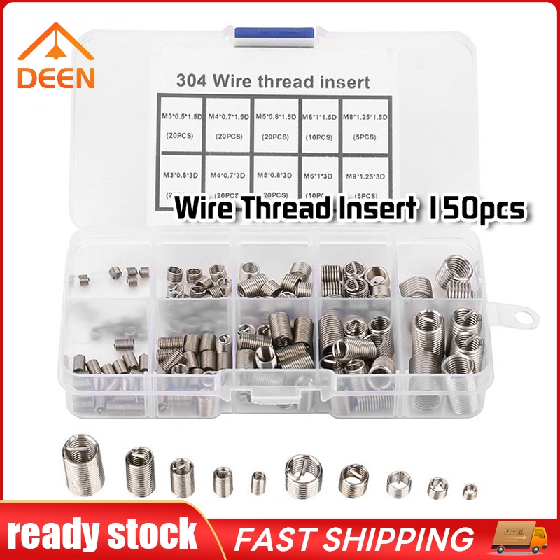 150pcs Stainless Steel Thread Repair M3-8 Coiled Wire Insert Repair Kit ...