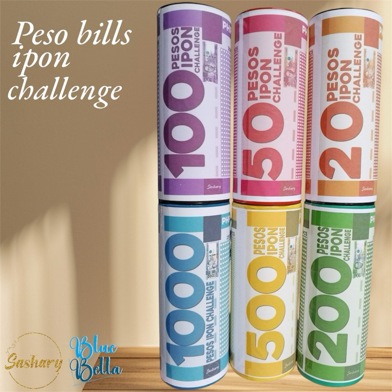 Peso bills alkansya ipon challenge (20, 50, 100, 200, 500, 1000 ...