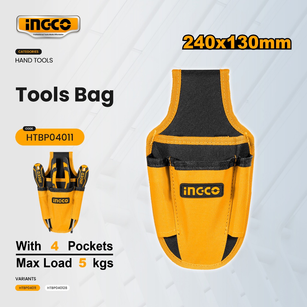 Ingco Tools Bag No Belt Included with 4-5 Pockets and Maximum Load ...