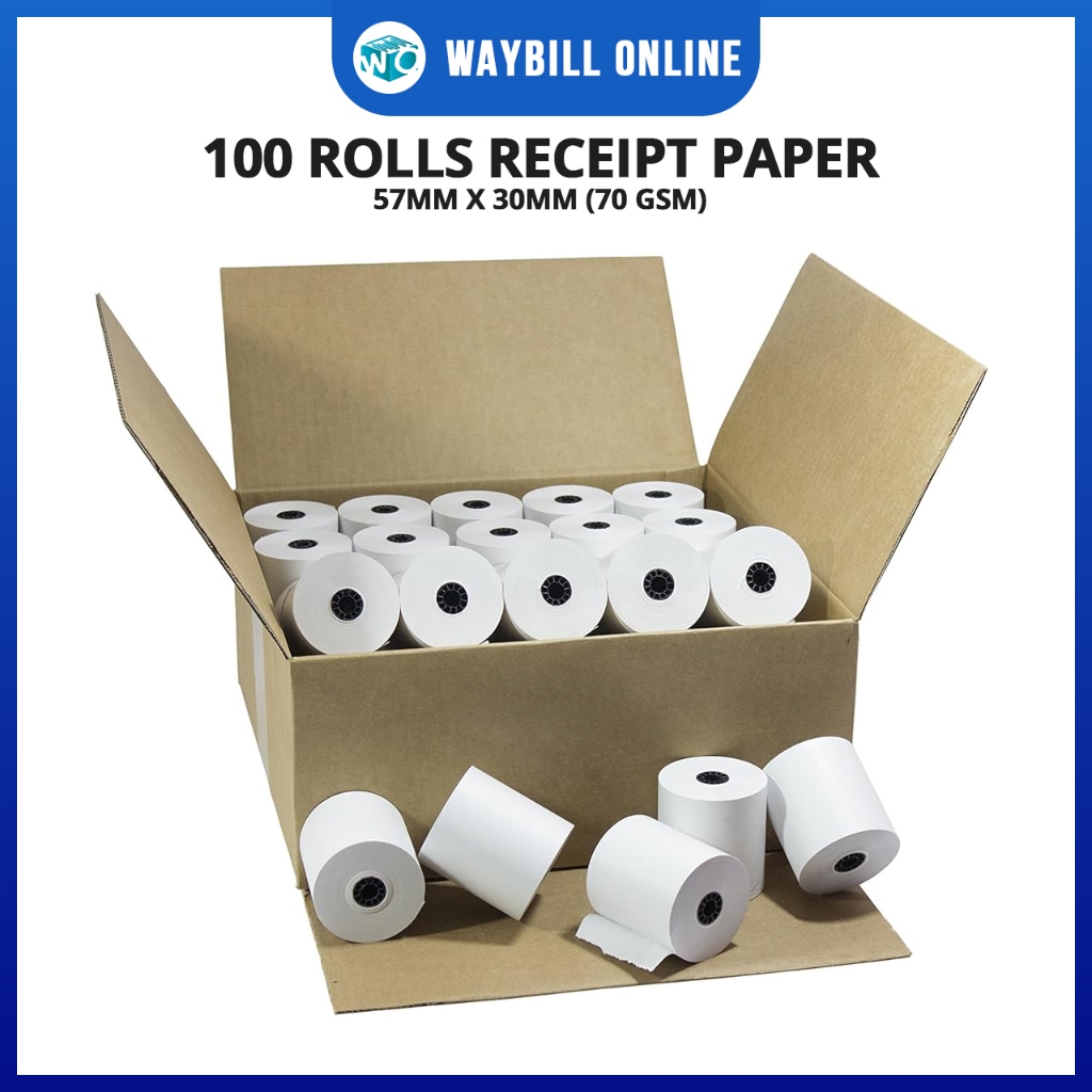 100ROLLS Receipt Paper 57mm x 30mm 70GSM for POS Thermal Receipt ...