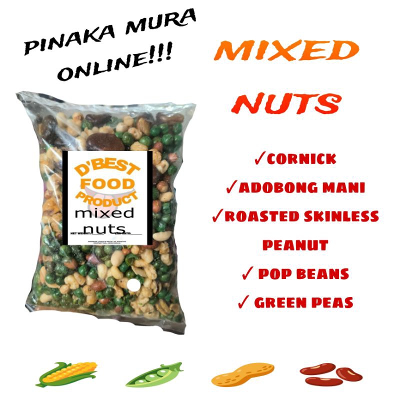 mixed nuts for sale. pop beans green peas cornick adobong mani | Shopee ...