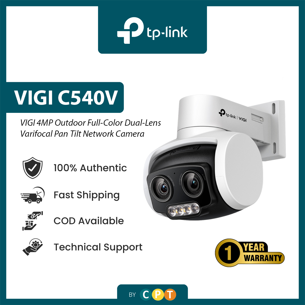 TP-Link VIGI C540V 4MP Outdoor Full-Color Dual-Lens Varifocal Pan Tilt ...