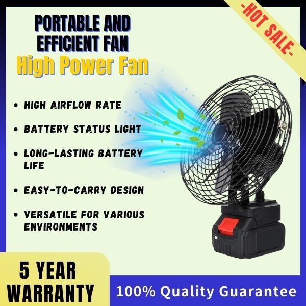 Portable High Power Fan Cordless Rechargeable Electric Fan Strong Wind ...