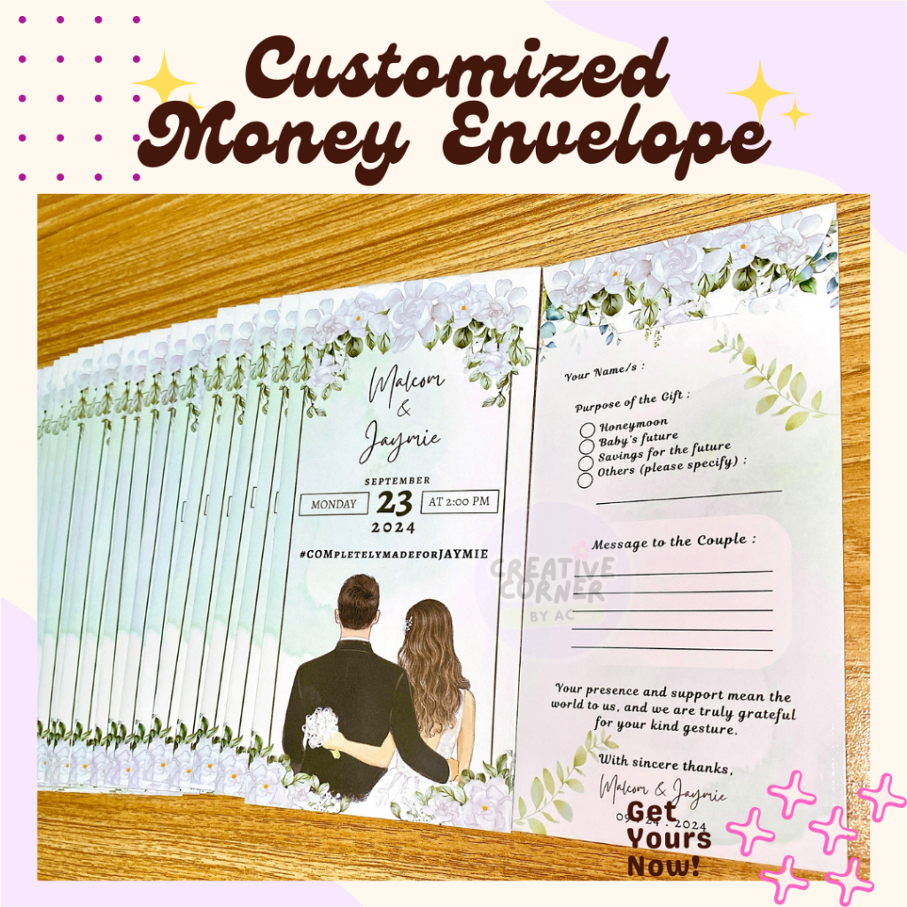 Customized Money Envelope for Wedding Free Layout Any Theme | Shopee ...