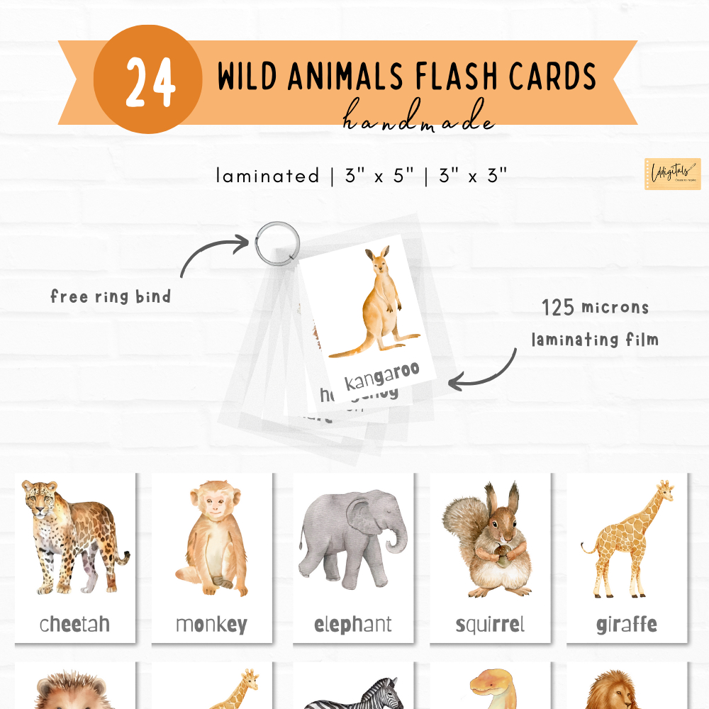 Wild Animals Flash Cards | Safari Wild Animals Inspired Card | Kids ...