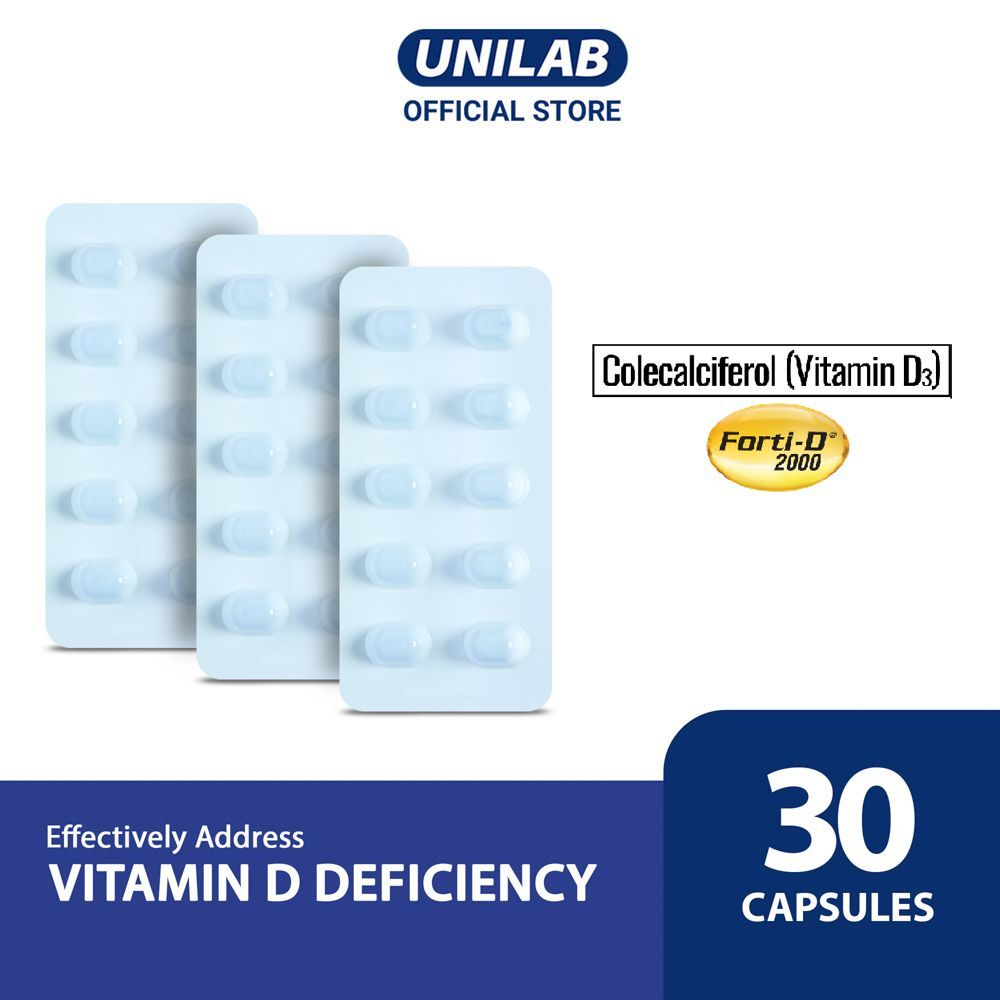 Unilab Forti-D 2000IU 30 Capsules- For Vitamin D Deficiency to Improve ...