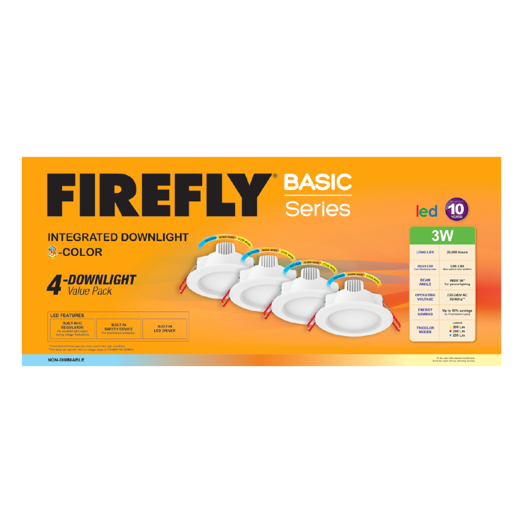Firefly Basic Series 4-LED Tri-Color Integrated Downlight Value Pack ...