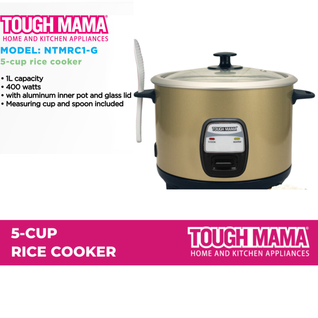 Tough Mama Straight Type Rice Cooker gold with Spoon and Measuring Cup ...